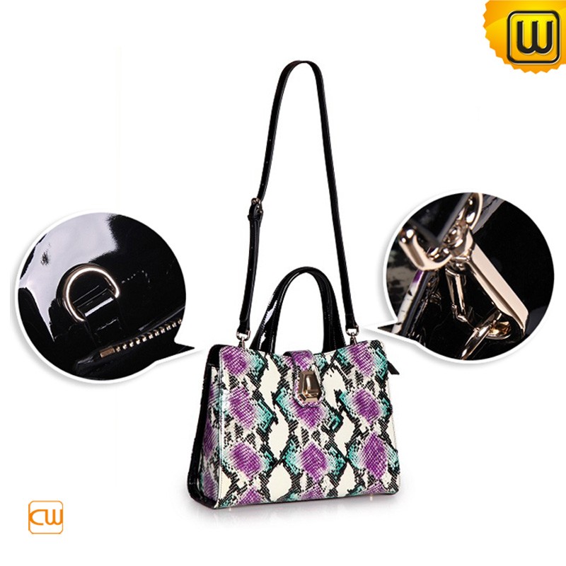 Python Embossed Purple Leather Handbags CW310919